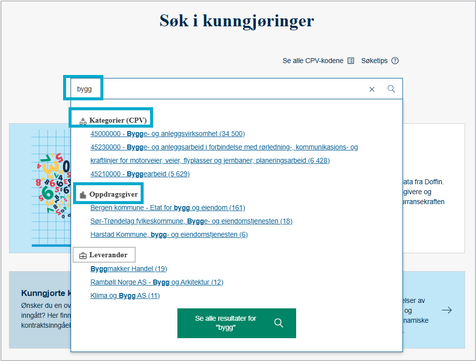 Doffin, database for offentlige innkjøp
